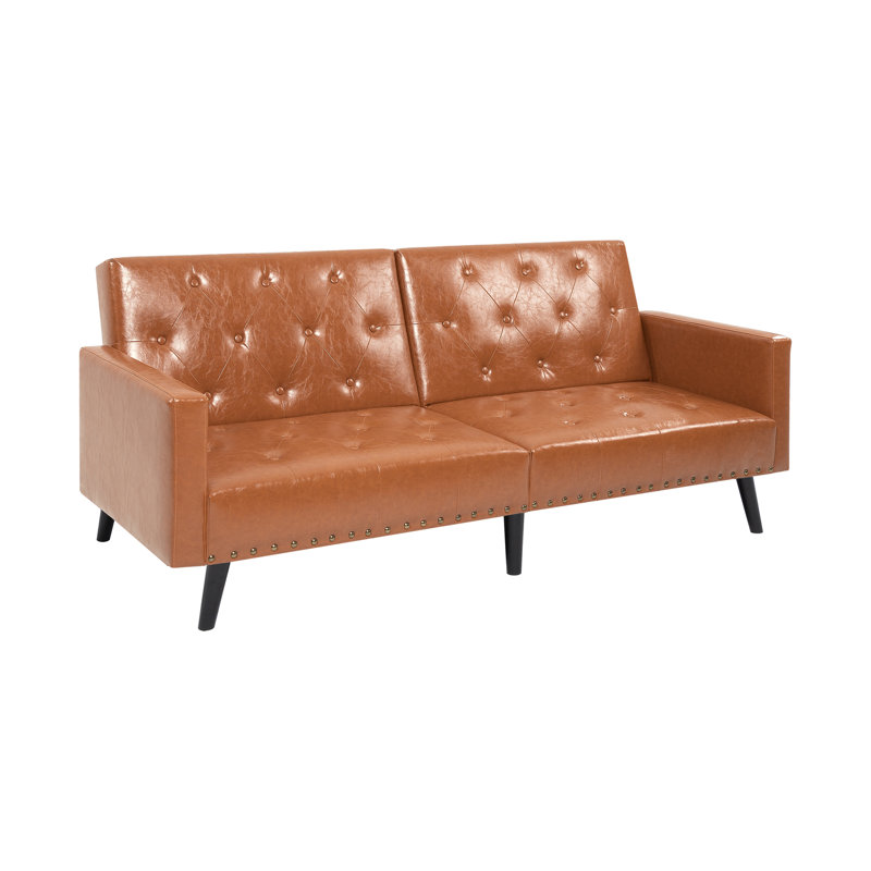 Williston Forge Sprague 75" Faux Leather Tuxedo Arm Sofa with ...