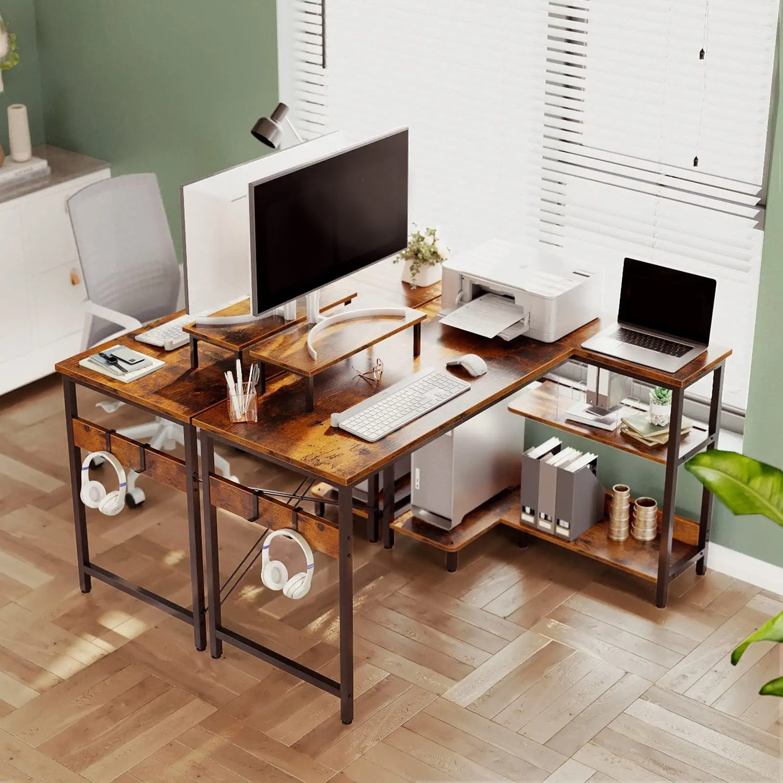 Ebern Designs Nieasha L-Shaped Metal Base Computer Desk | Wayfair