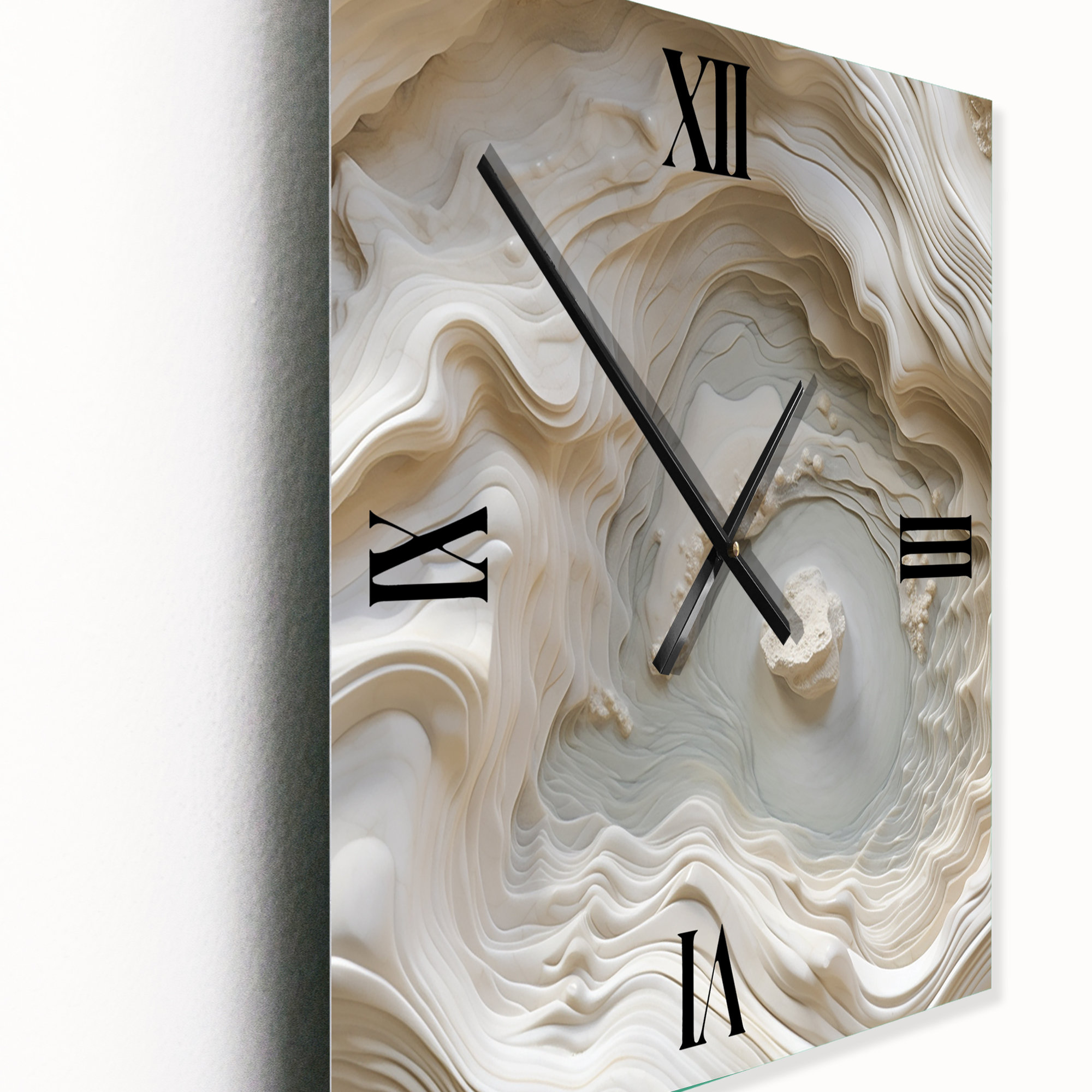 Design Art Cream Spiral Nebula II - Abstract Metal Wall Clock | Wayfair