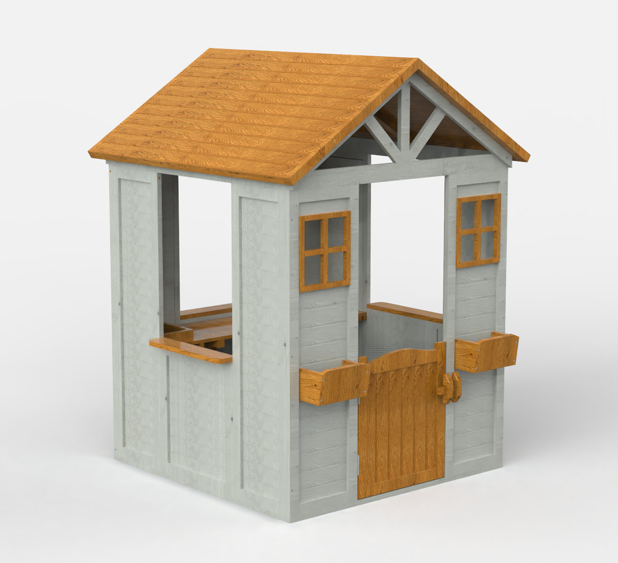 KizzParnrr Wooden Outdoor Kids Playhouse with Play Kitchen, Half Door ...