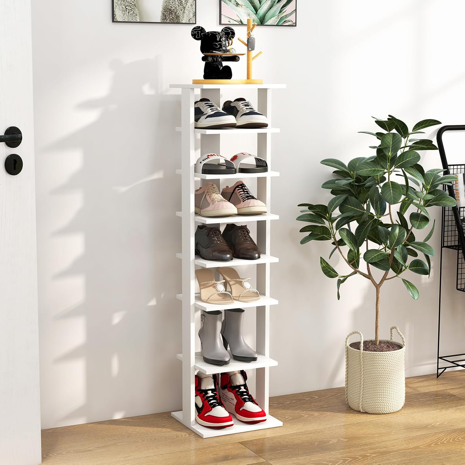 Rebrilliant 8 Tiers Vertical Shoe Rack, Patented Space Saving Corner ...