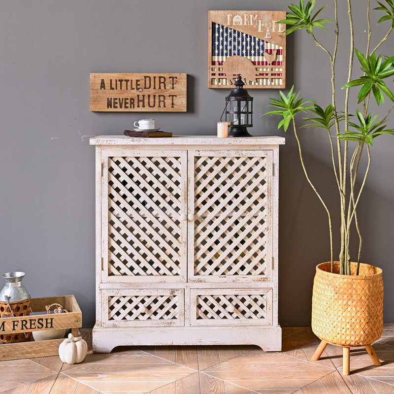 August Grove® Accent Rustic Wooden Sideboard Cabinet | Wayfair