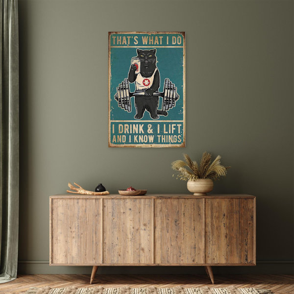 Trinx " Black Cat Fitness That's What I Do " on Canvas | Wayfair