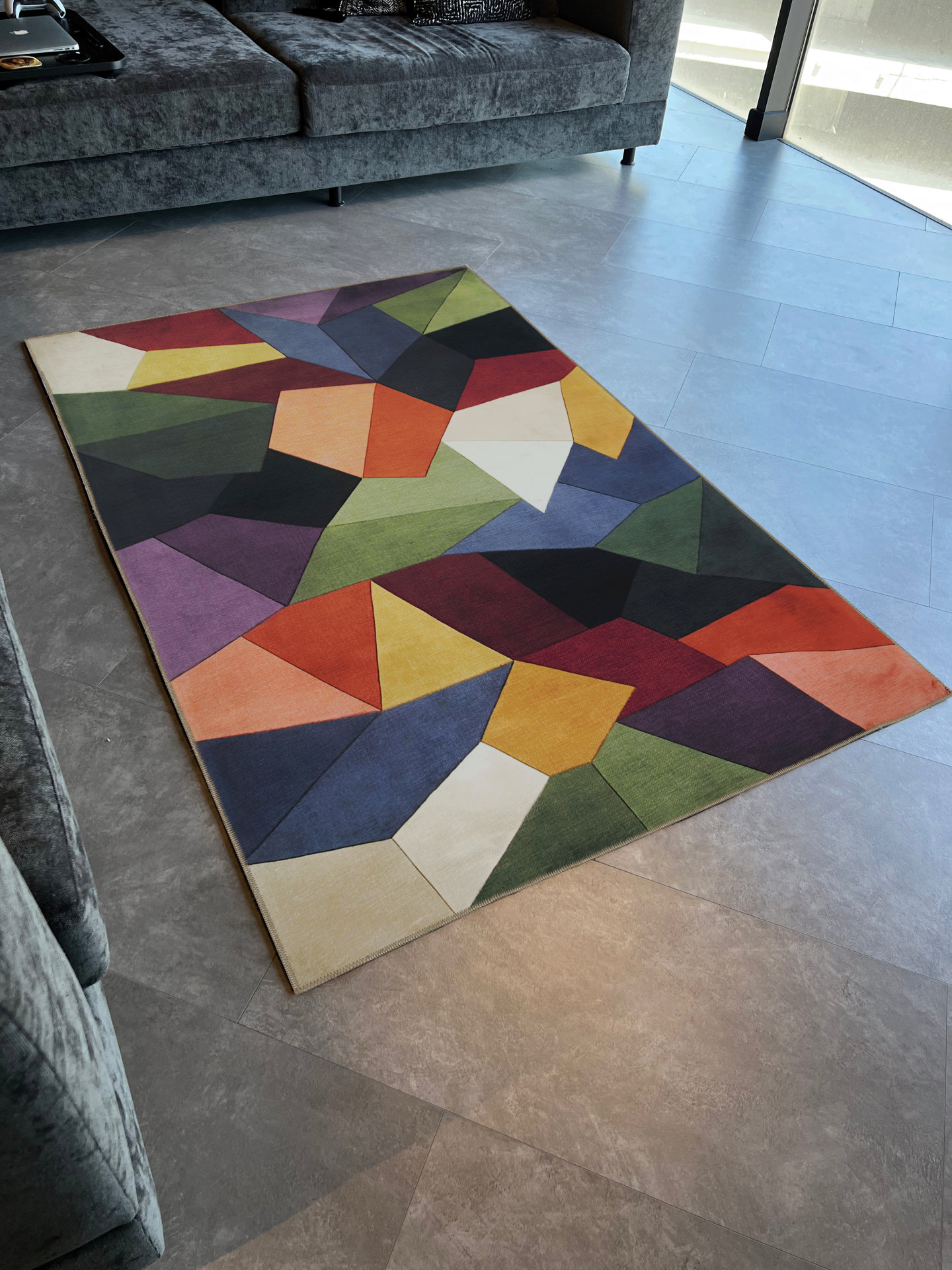 Hokku Designs Dark-Toned Multi-Colored Mixed Geometric Shape Patterned ...