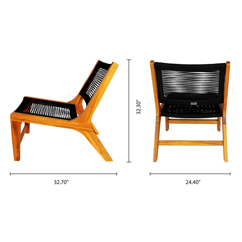 Rosecliff Heights Papillon Wood Patio Chair with Ottoman | Wayfair