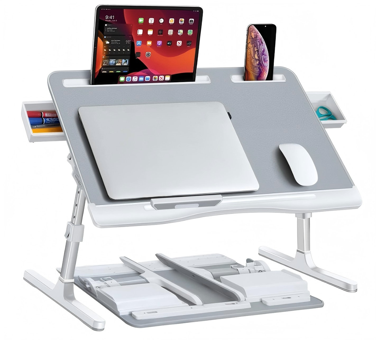 Inbox Zero Laptop Bed Tray Desk, Adjustable PVC Leather Bed Table 2 ...