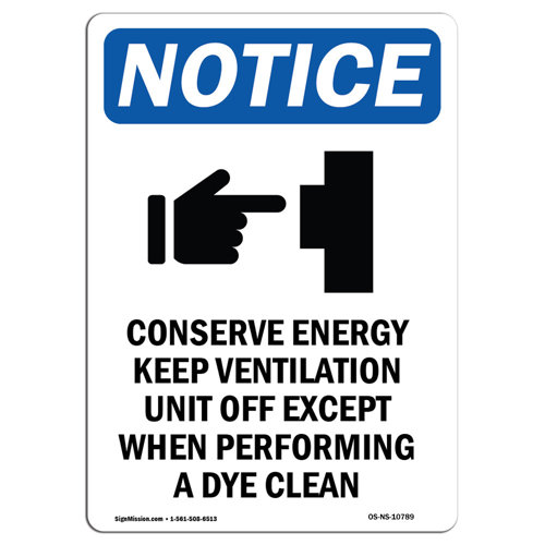 SignMission OSHA Notice - Conserve Energy Keep Sign With Symbol ...