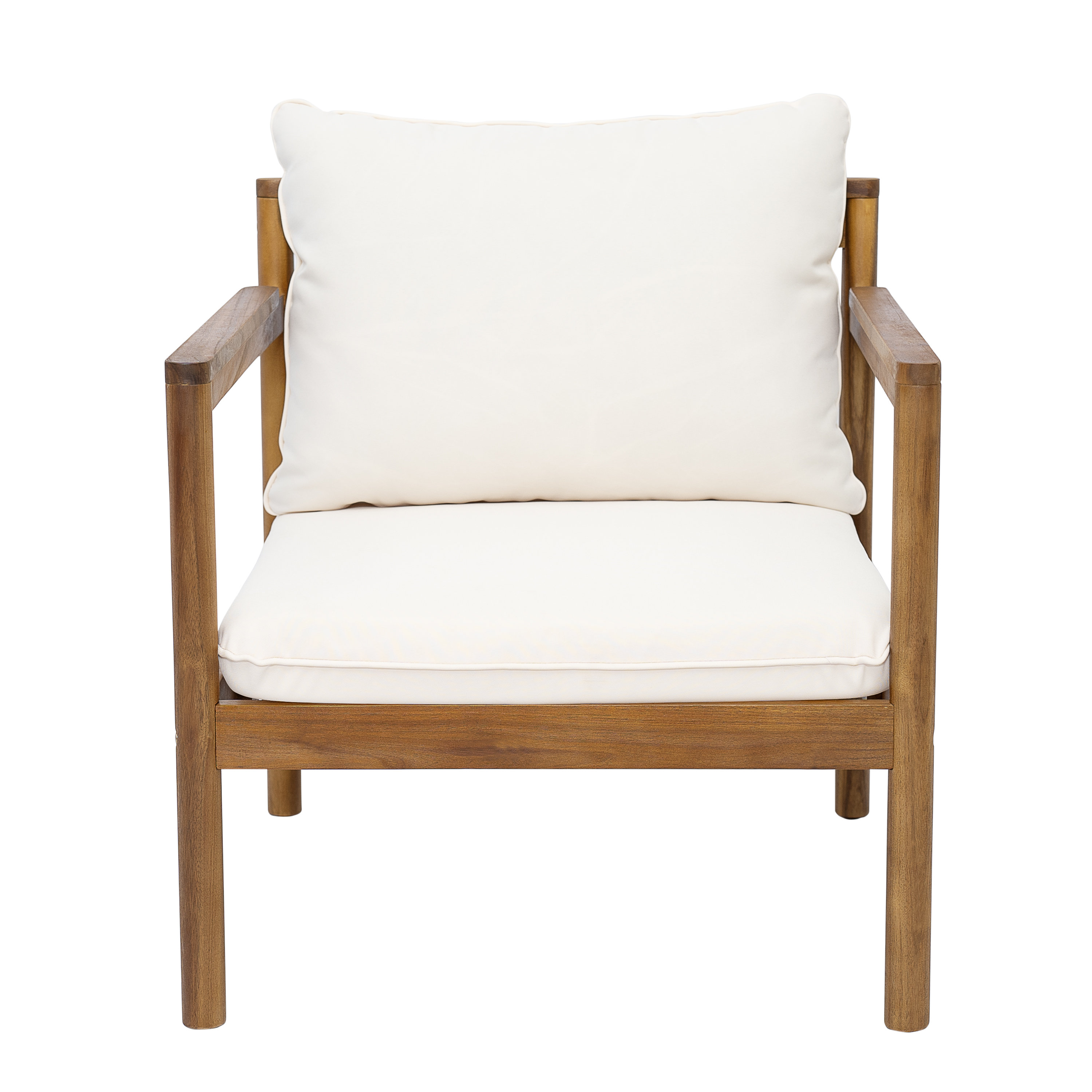 Ebern Designs Juna Patio Acacia Wood Lounge Chair With Rope Back ...