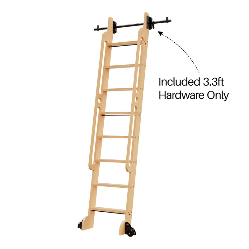 WFX Utility™ Dongola 7.78' 8 - Step Wood Rolling Straight Ladder | Wayfair