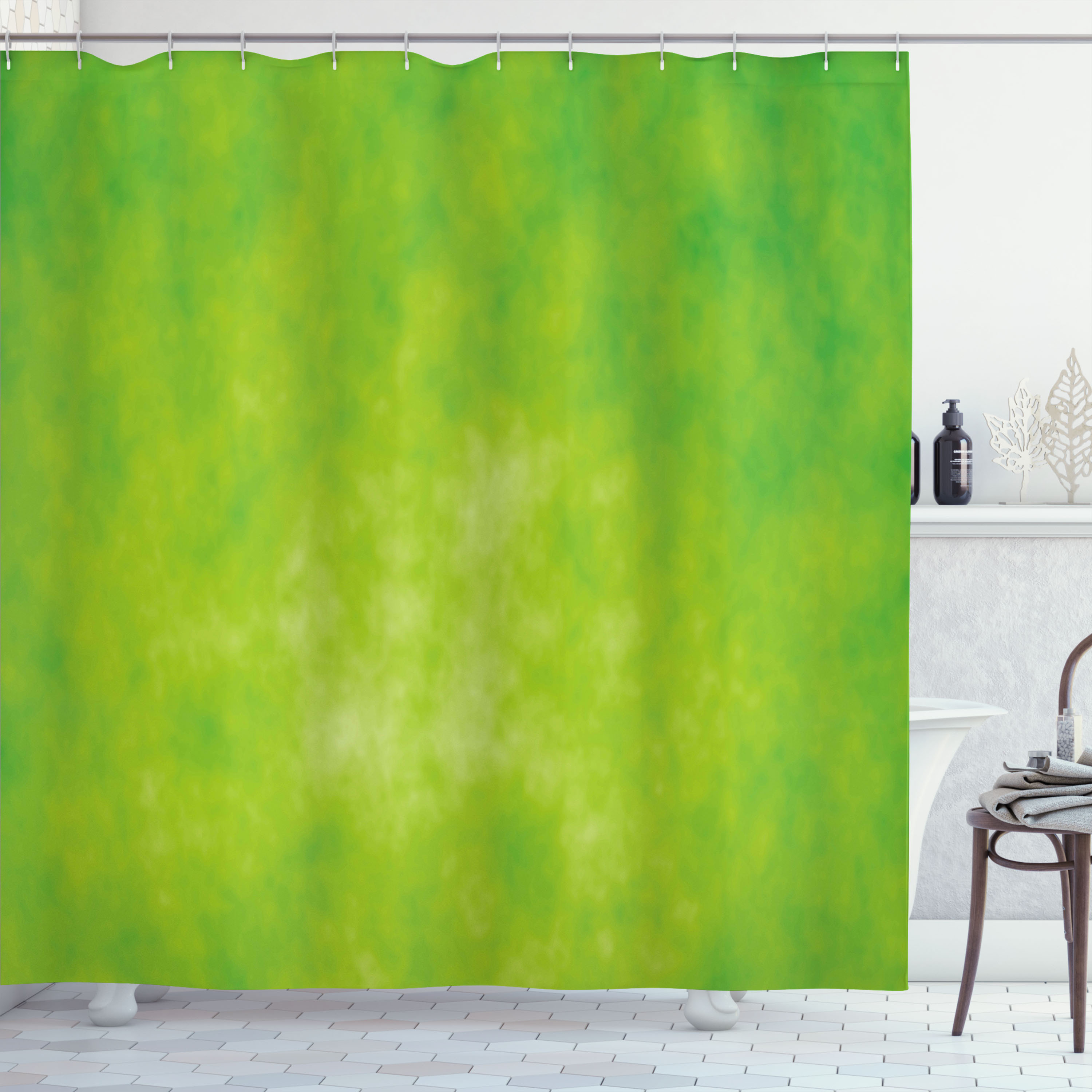 Ambesonne Lime Green Shower Curtain Cloudy Color Shade Lime Green ...