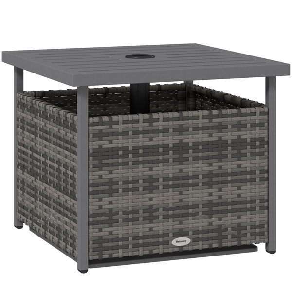 Outsunny Table basse en rotin avec trou pour parasol gris - Wayfair Canada