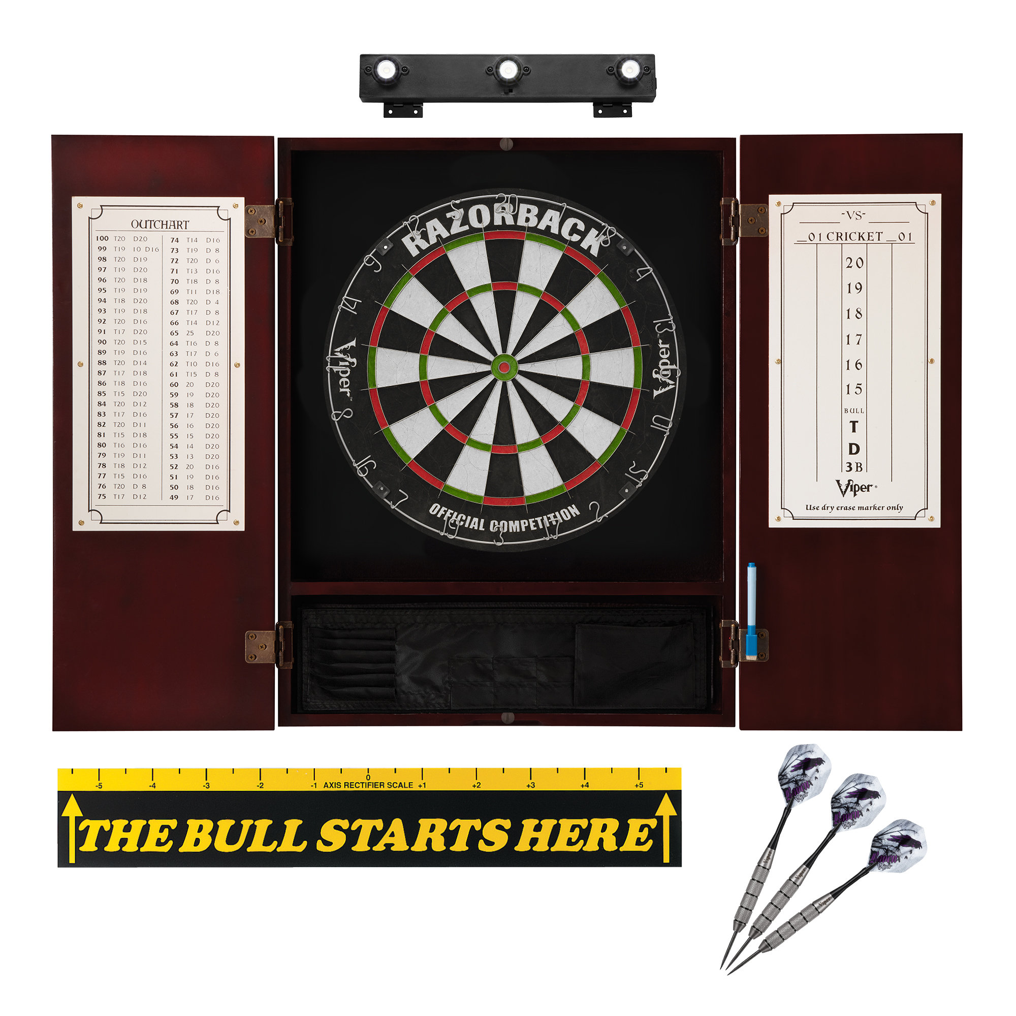Viper Razorback Sisal Dartboard, Viper Underground Raven Steel Tip ...