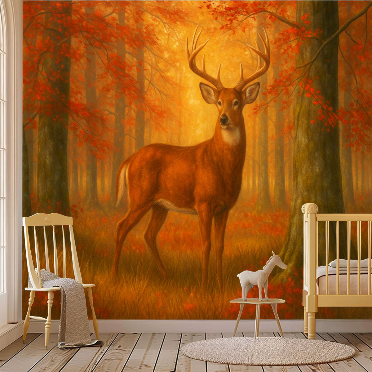 Latitude Run® Peel and Stick Wallpaper Wall Mural Fall Buck Wall Art ...