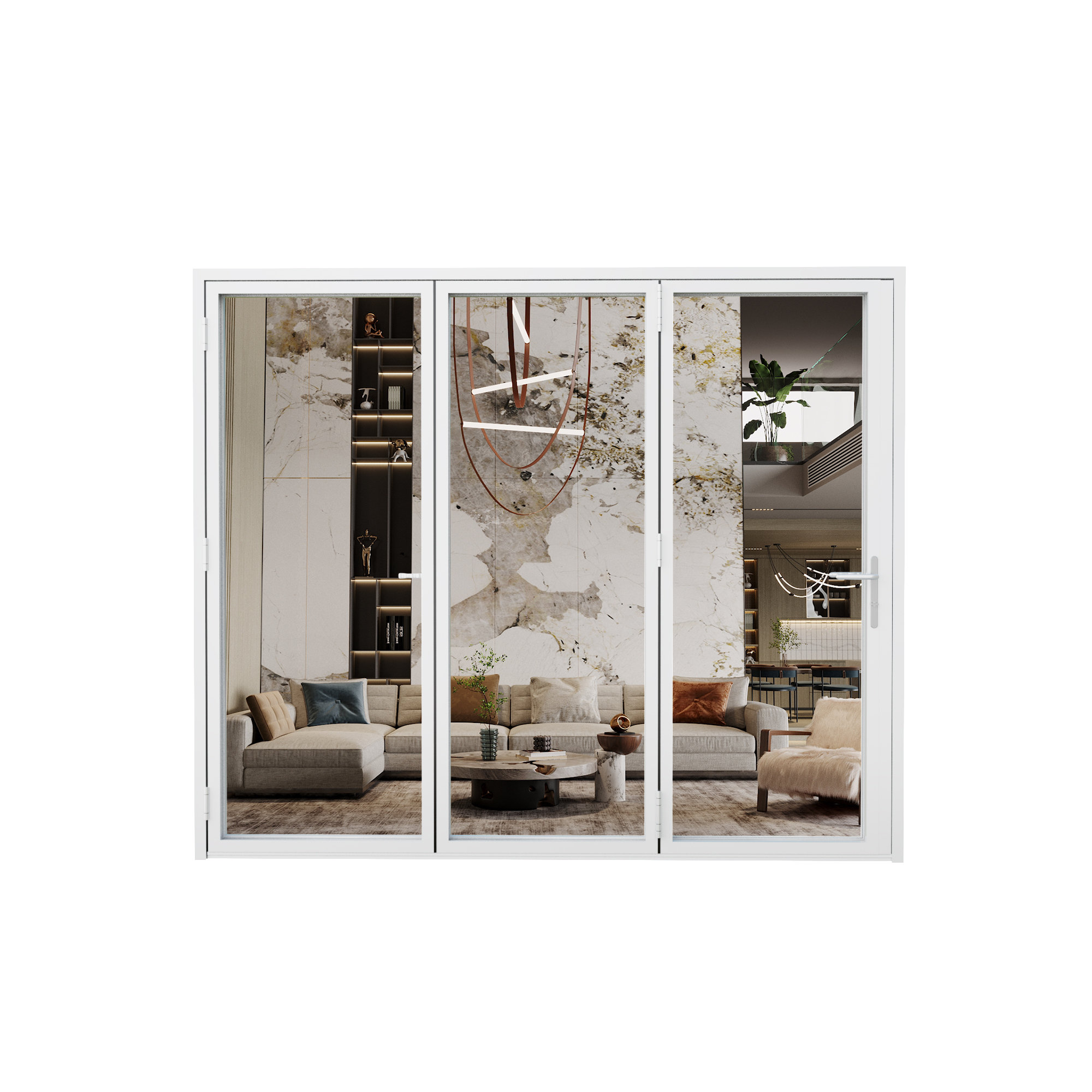 ARK DESIGN 80 In. H X 96 In. W White Right Opening/Outswing Aluminum ...