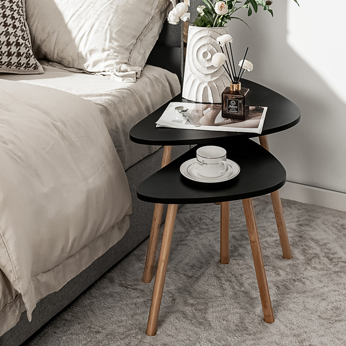 Corrigan Studio® Set Of 2 Nesting Tables With Triangle Tops - Wayfair ...