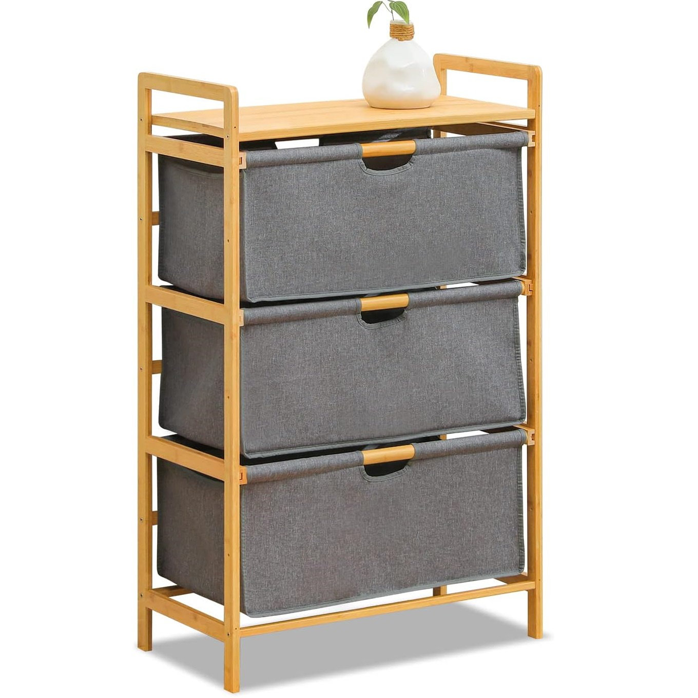 Rebrilliant Bamboo Shelf 3 Drawers with a Row – Storage Organizer with ...