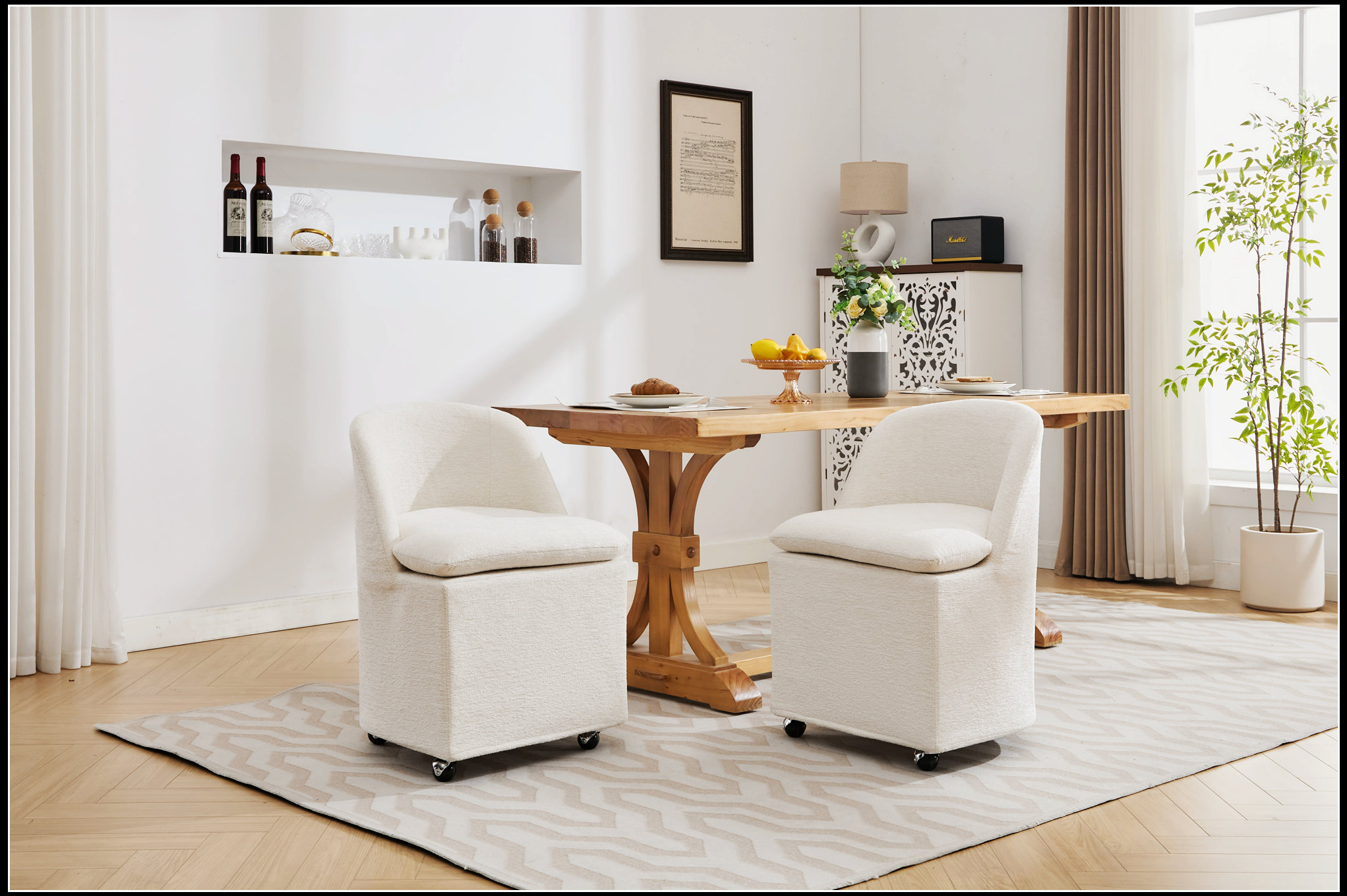 Latitude Run® Set of 2 Chenille Fabric Dining Chairs with Universal ...