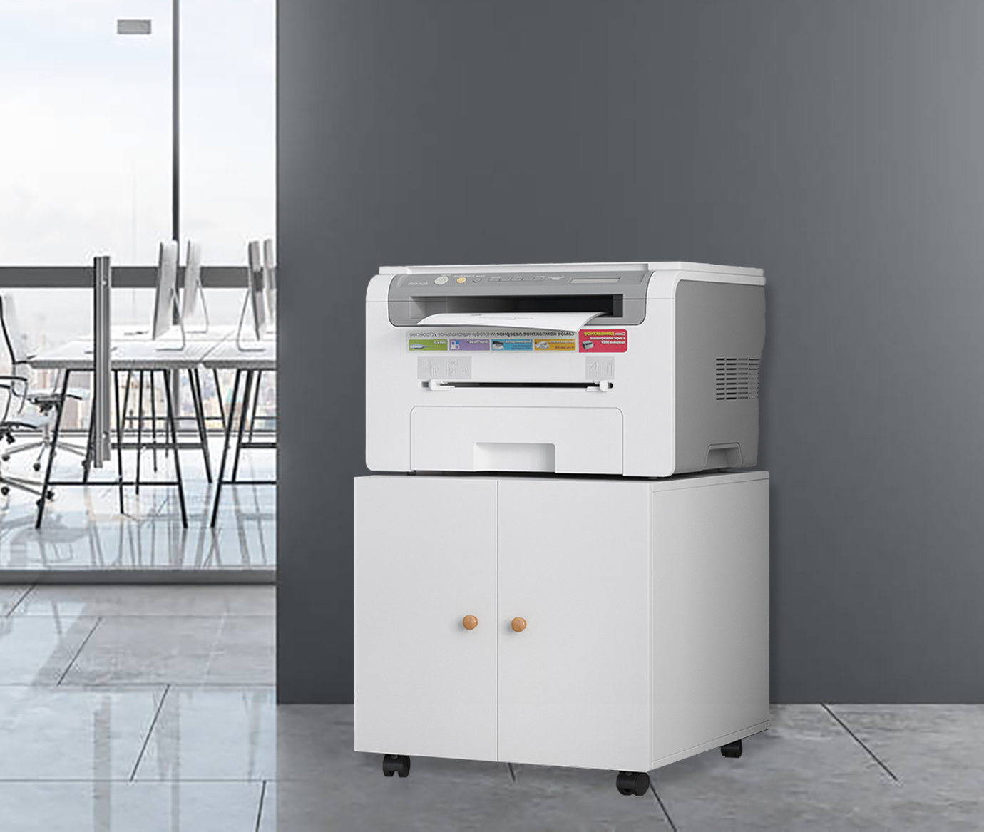 Inbox Zero Spofford Steel Mobile Pedestal Printer Stand - Office ...