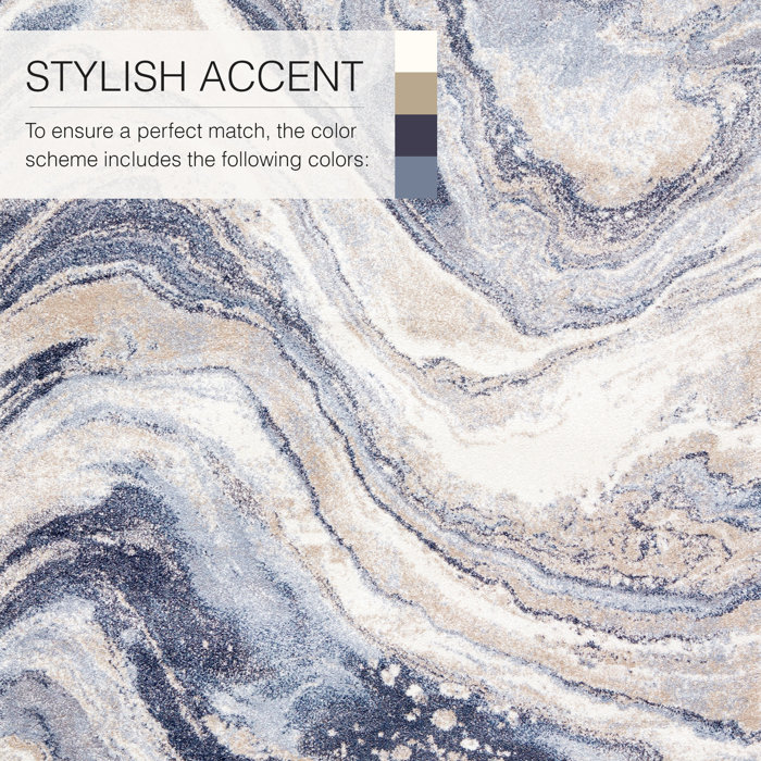 Etta Avenue™ Henrik Blue/Light Gray/Ivory Rug & Reviews | Wayfair