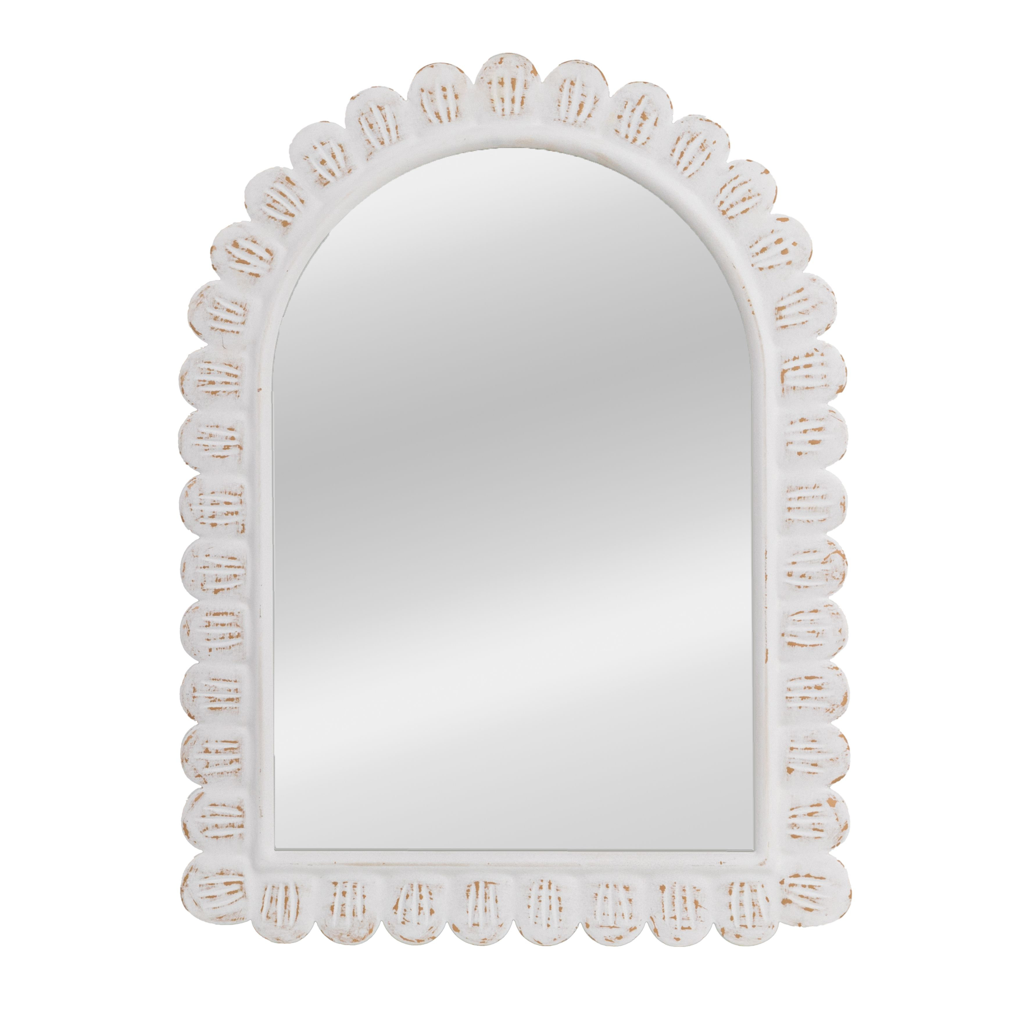 Rowena Interiors Alice Arched Raised Scallop Pattern Wood Wall Mirror ...