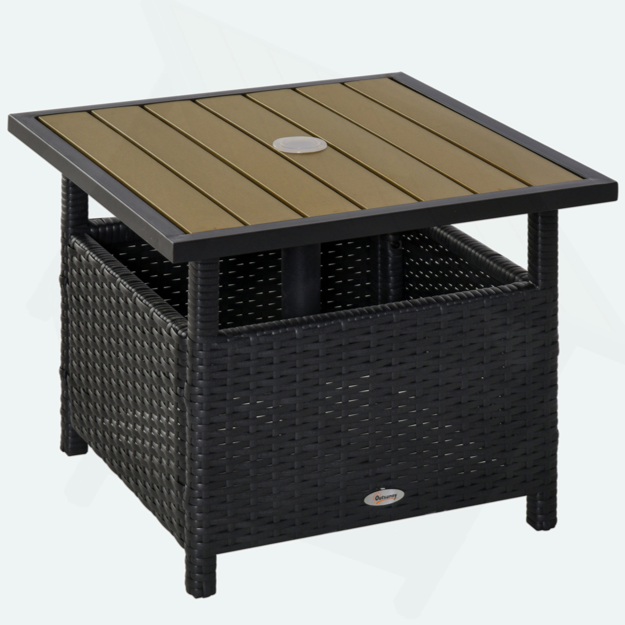 Bungalow Rose 22'' Rattan Wicker Side Table With Steel Frame, Umbrella ...