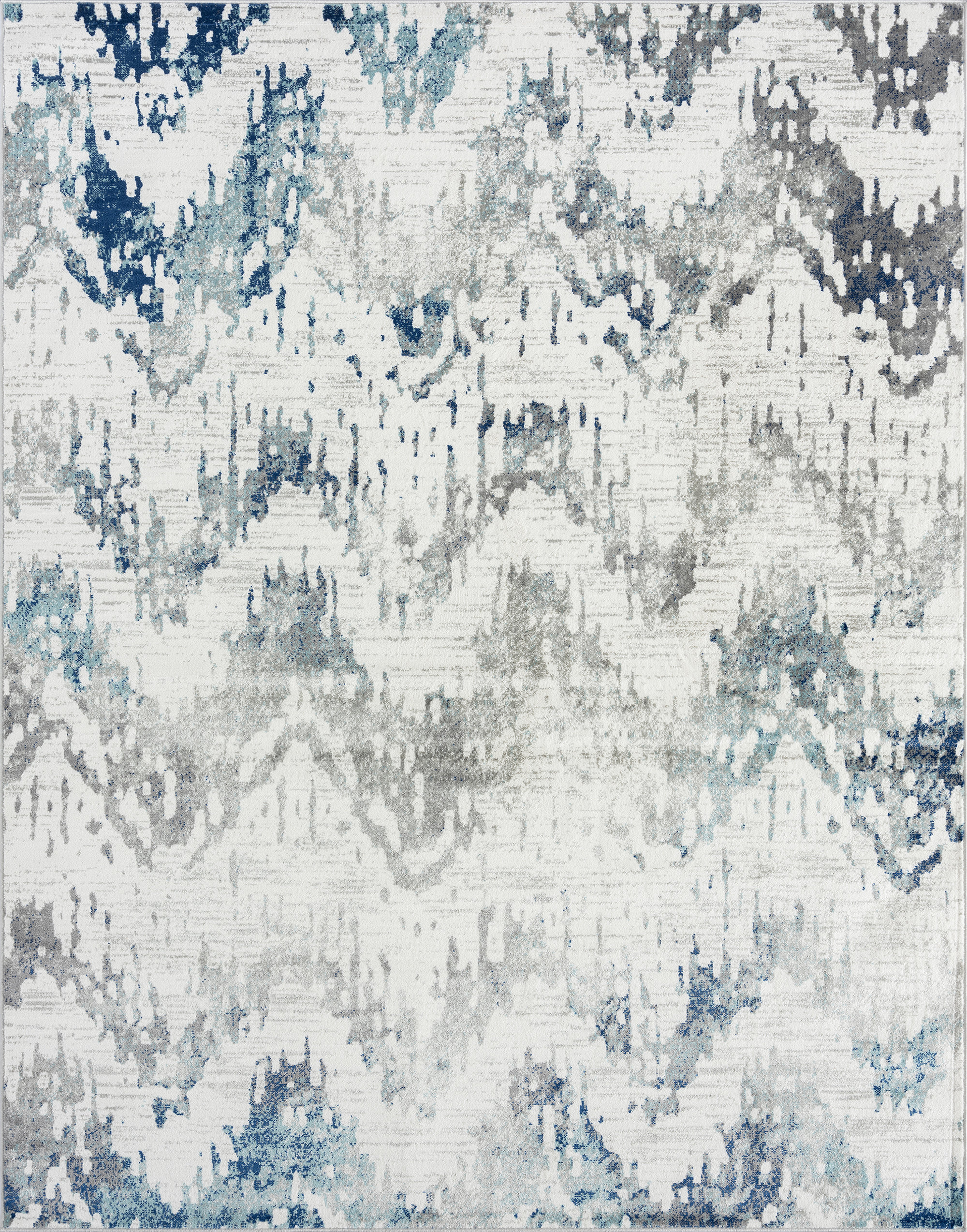 17 Stories Chevron Cream Blue Gray Area Rug | Wayfair