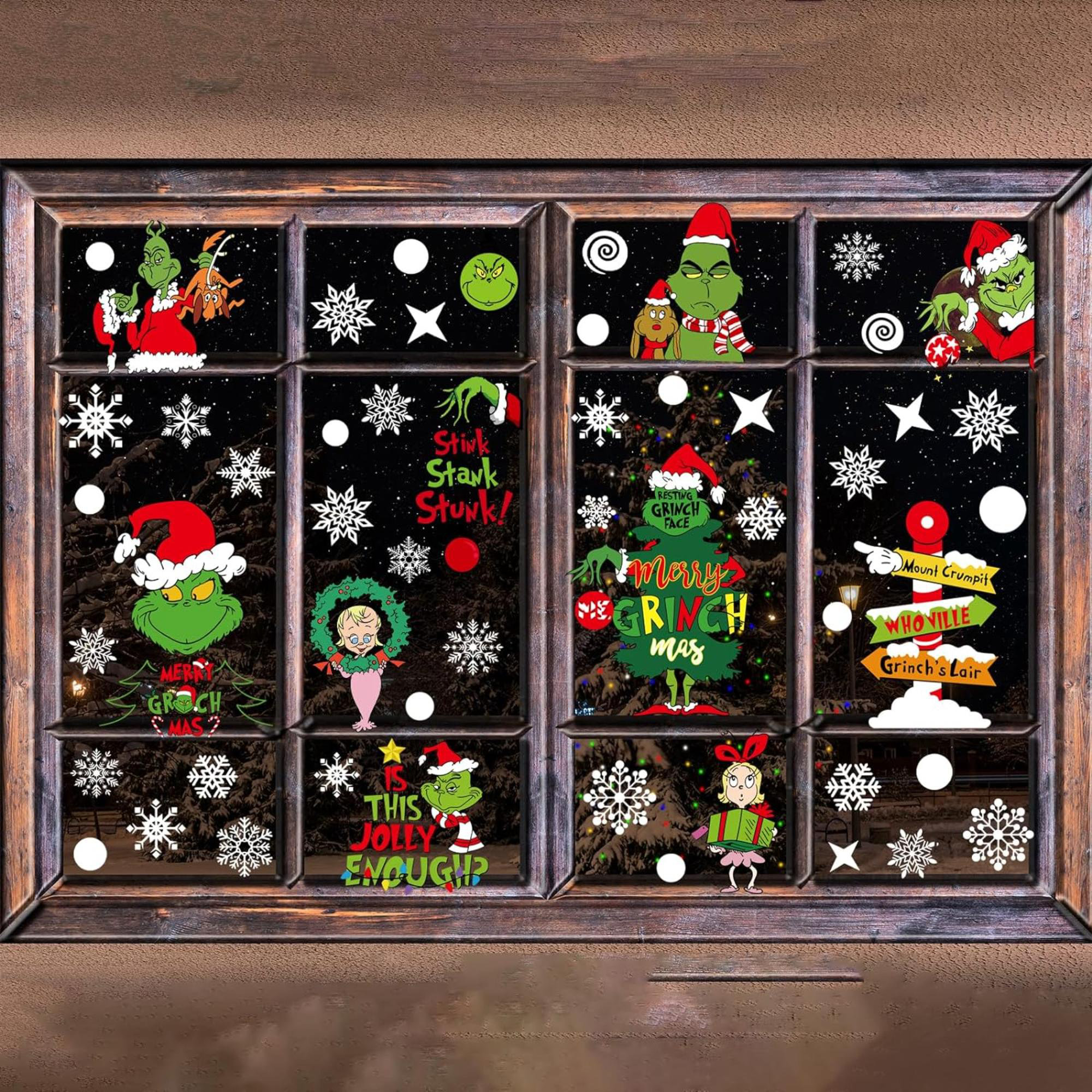 The Holiday Aisle® Christmas Window Clings Decorations For Glass ...