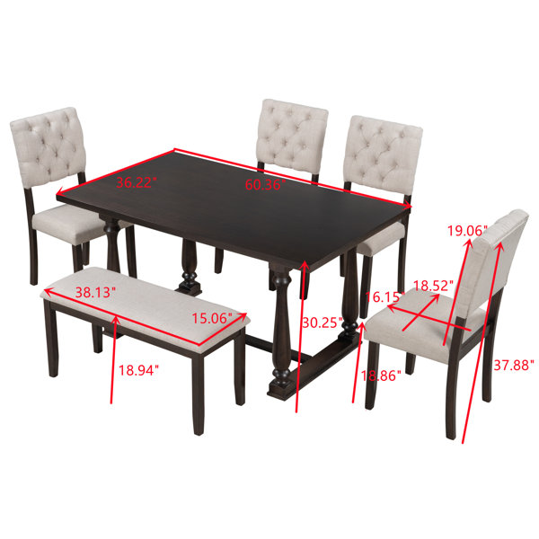 Rosalind Wheeler Abdulazis 6 - Piece Trestle Dining Set & Reviews | Wayfair