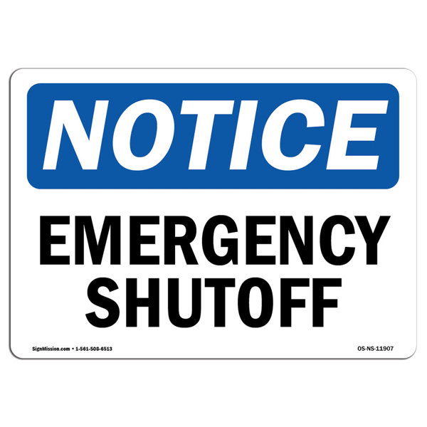 SignMission Emergency Shutoff Sign | Wayfair