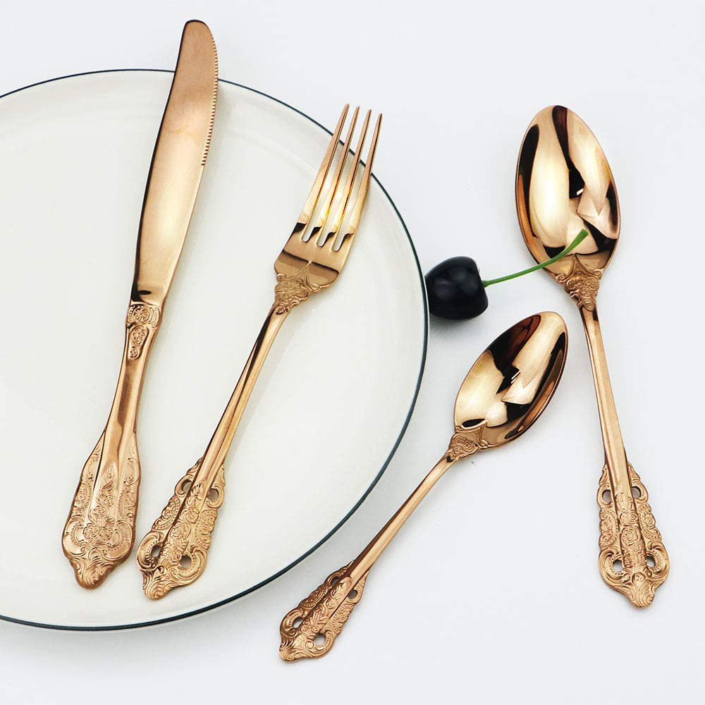 Rosdorf Park 24-Piece Silverware Set, Stainless Steel Flatware Cutlery ...