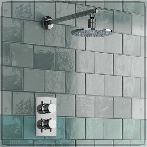 FontanaShowers Round Milan LED Thermostatic Mixer Shower Set ...