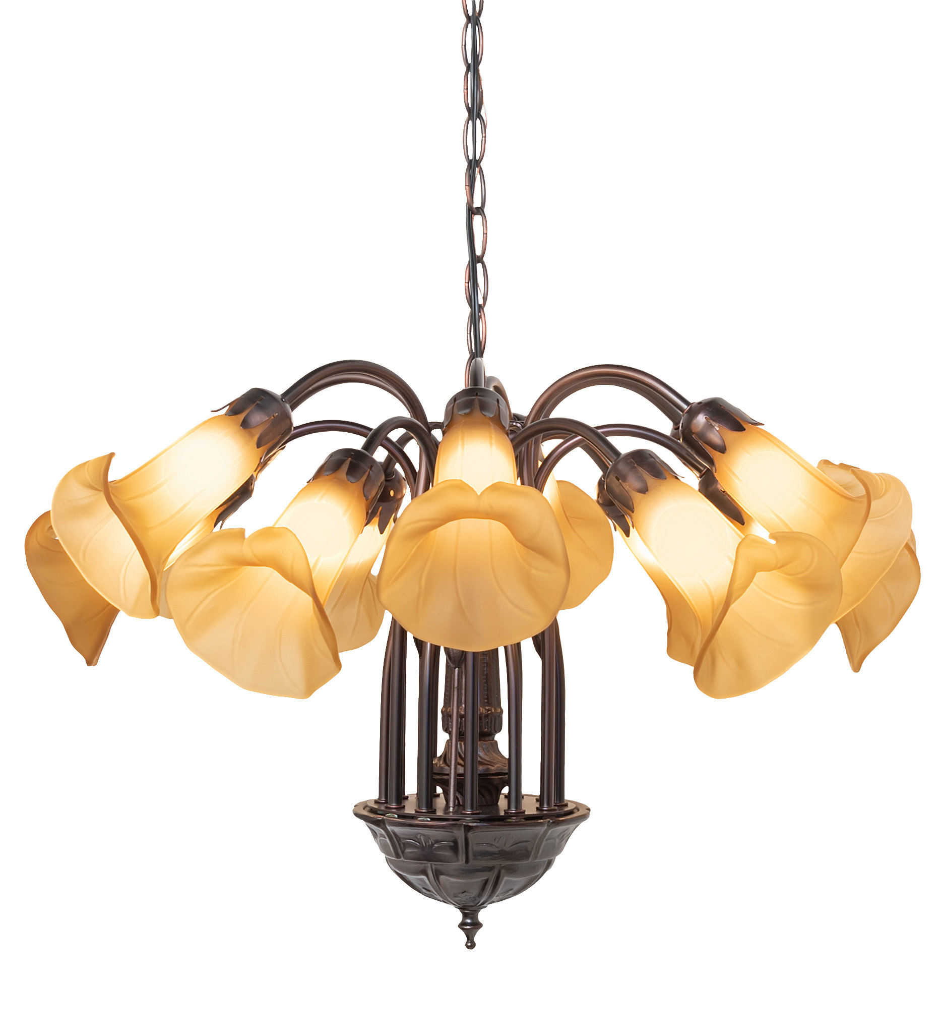 Brayden Studio 24" Wide Amber Tiffany Pond Lily 12 Light Chandelier ...
