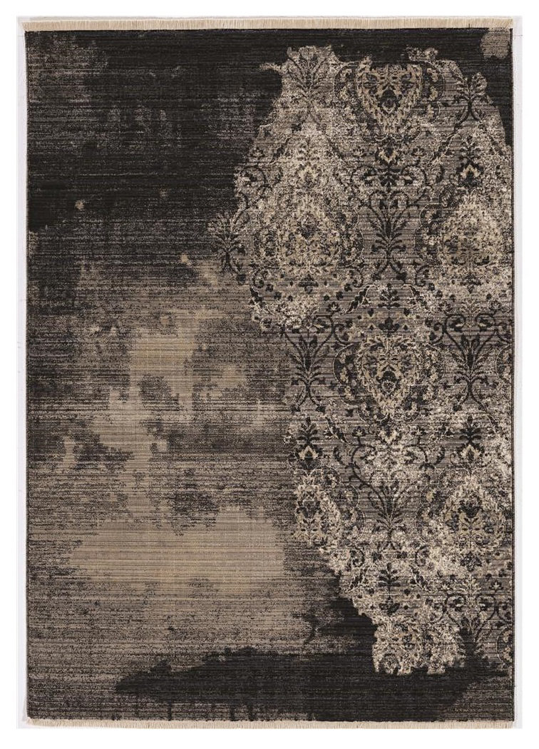 HomeRoots 9' X 12' Taupe and Black Abstract Area Rug | Wayfair