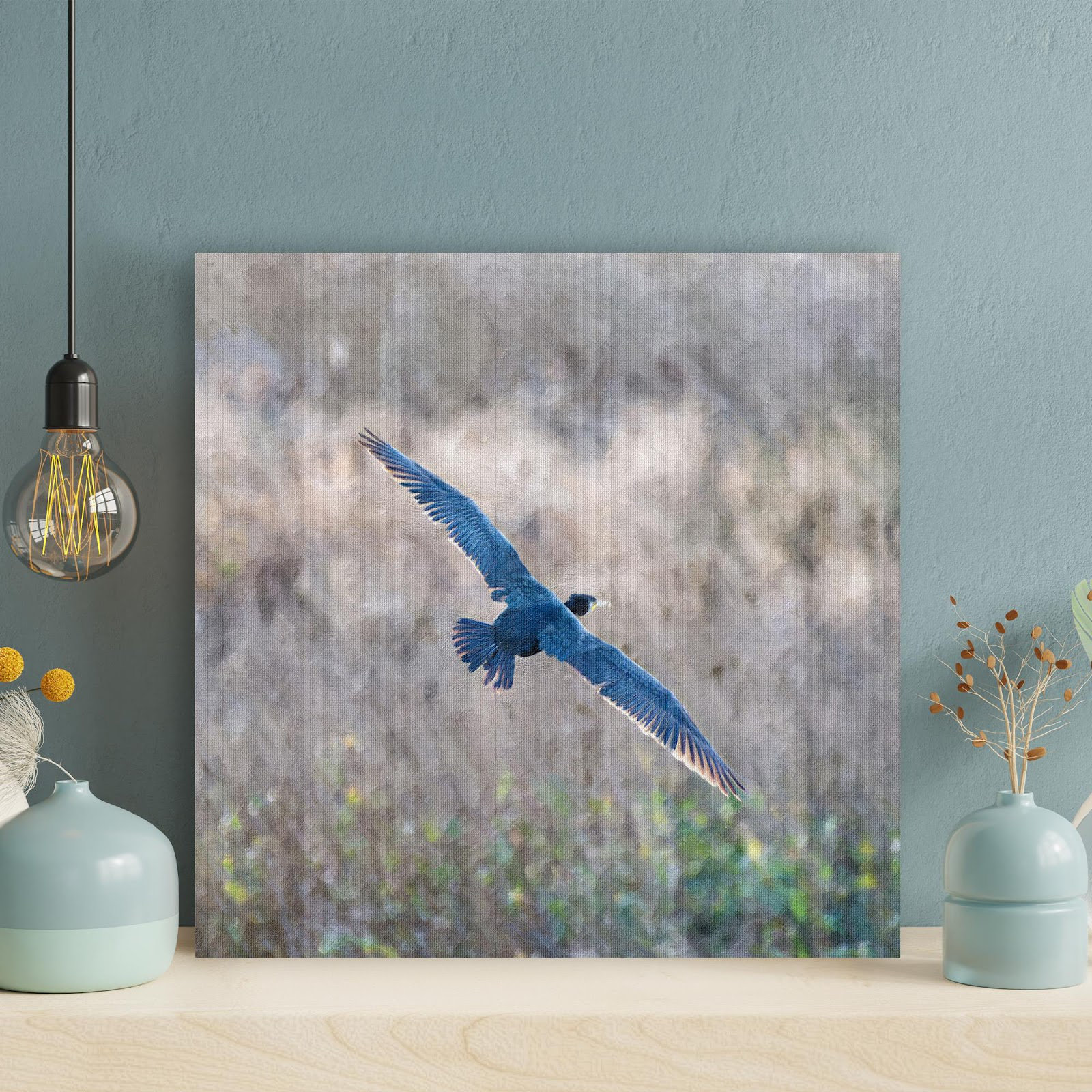 Latitude Run® A Grey Bird Spreading Wings Over The Ground - 1 Piece ...