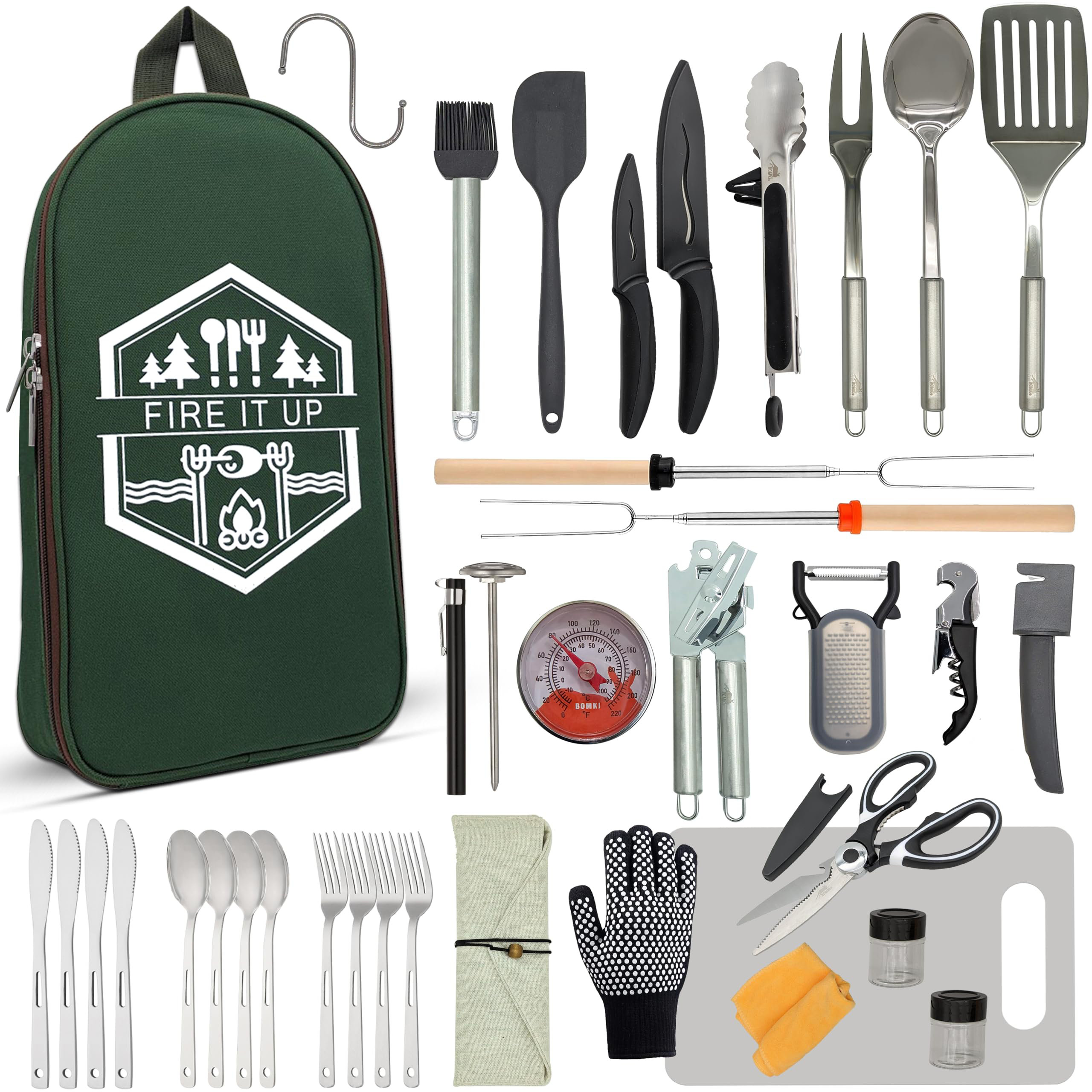 LIFETIME FLOORING LLC Grilling And Camping Cooking Utensils Set For The ...