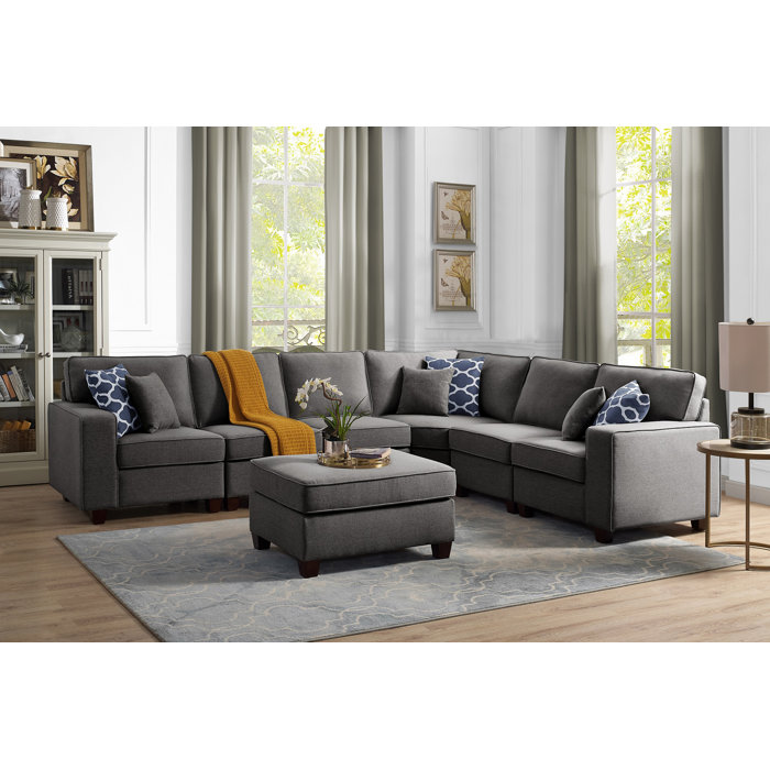Wade Logan® Forbestown 7 - Piece Upholstered Sectional & Reviews | Wayfair
