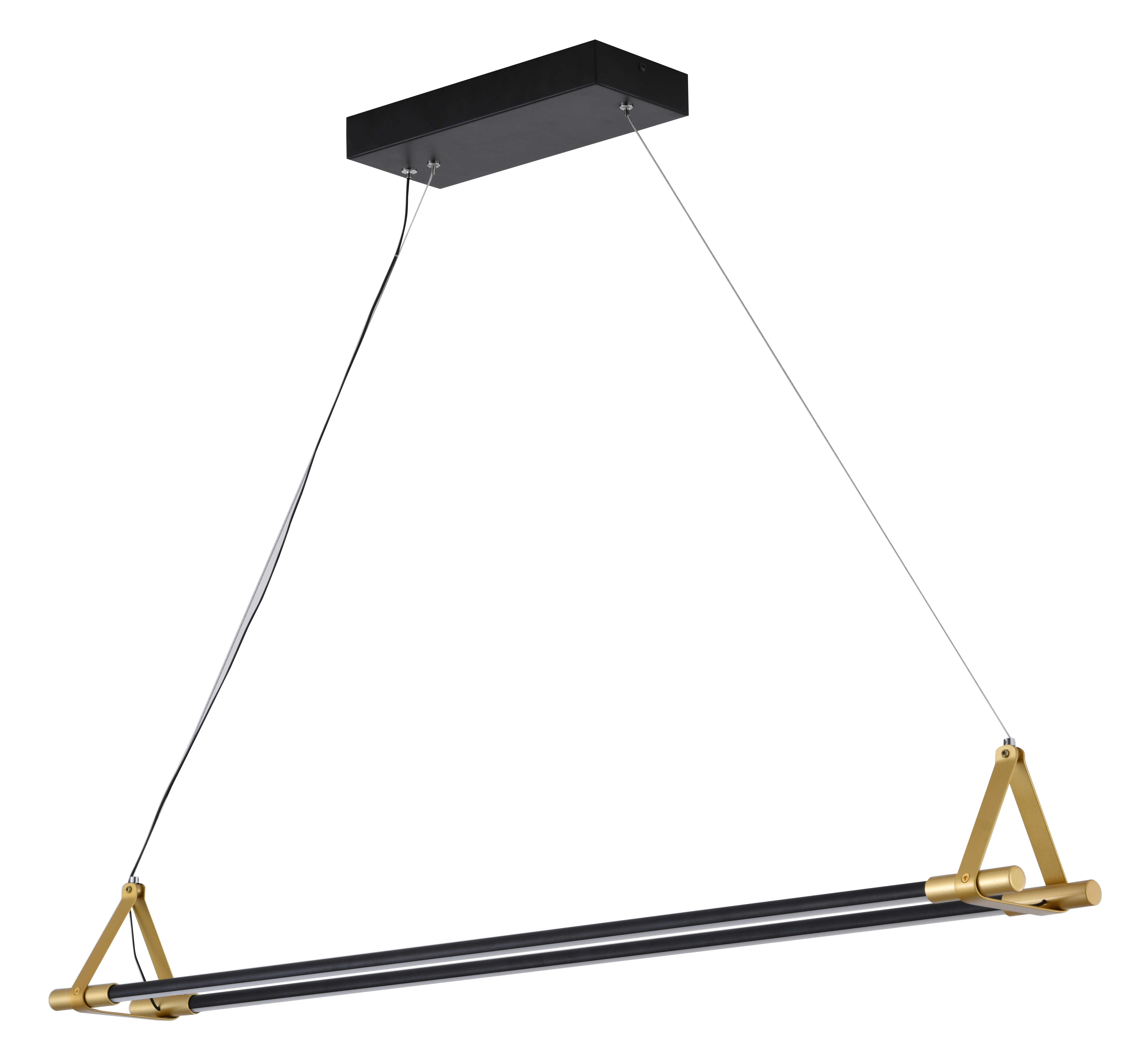 Everly Quinn 2-Light Black Aluminum Dimmable LED Chandelier With White ...