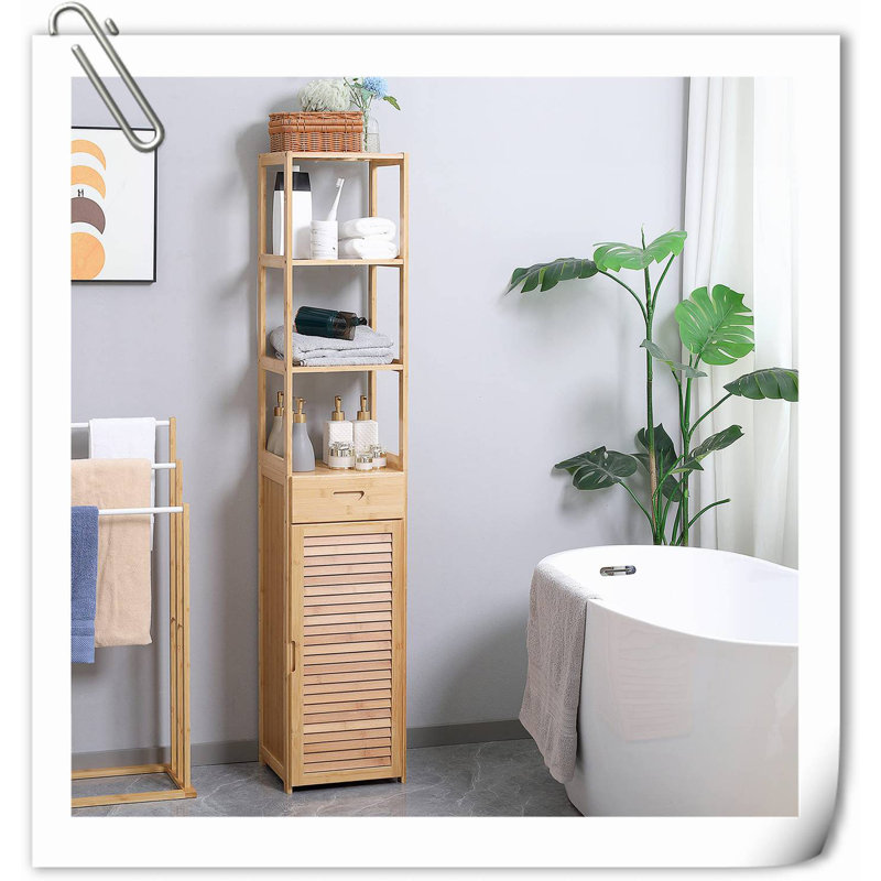 Lark Manor™ Tall Bathroom Cabinet With Drawer And Slatted Shelves, Slim ...