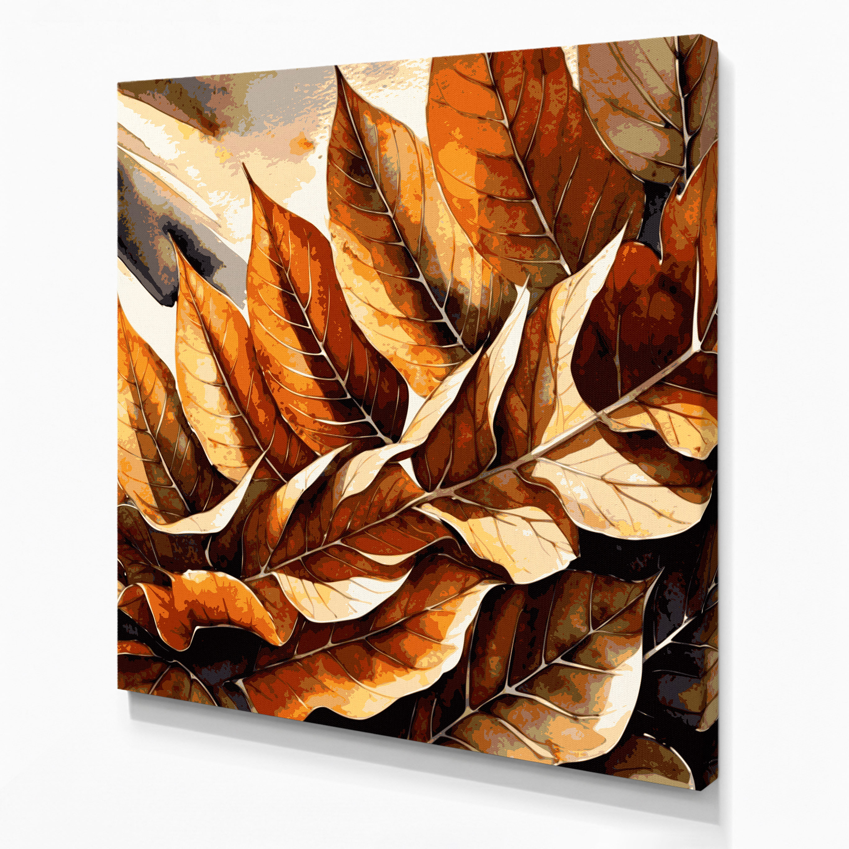 Union Rustic Botanical Chestnut Leaves Brown Canvas Wall Art | Wayfair
