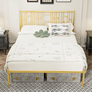 Mercer41 Metal Steel Platform Bed Frame With Iron-Art Headboard | Wayfair