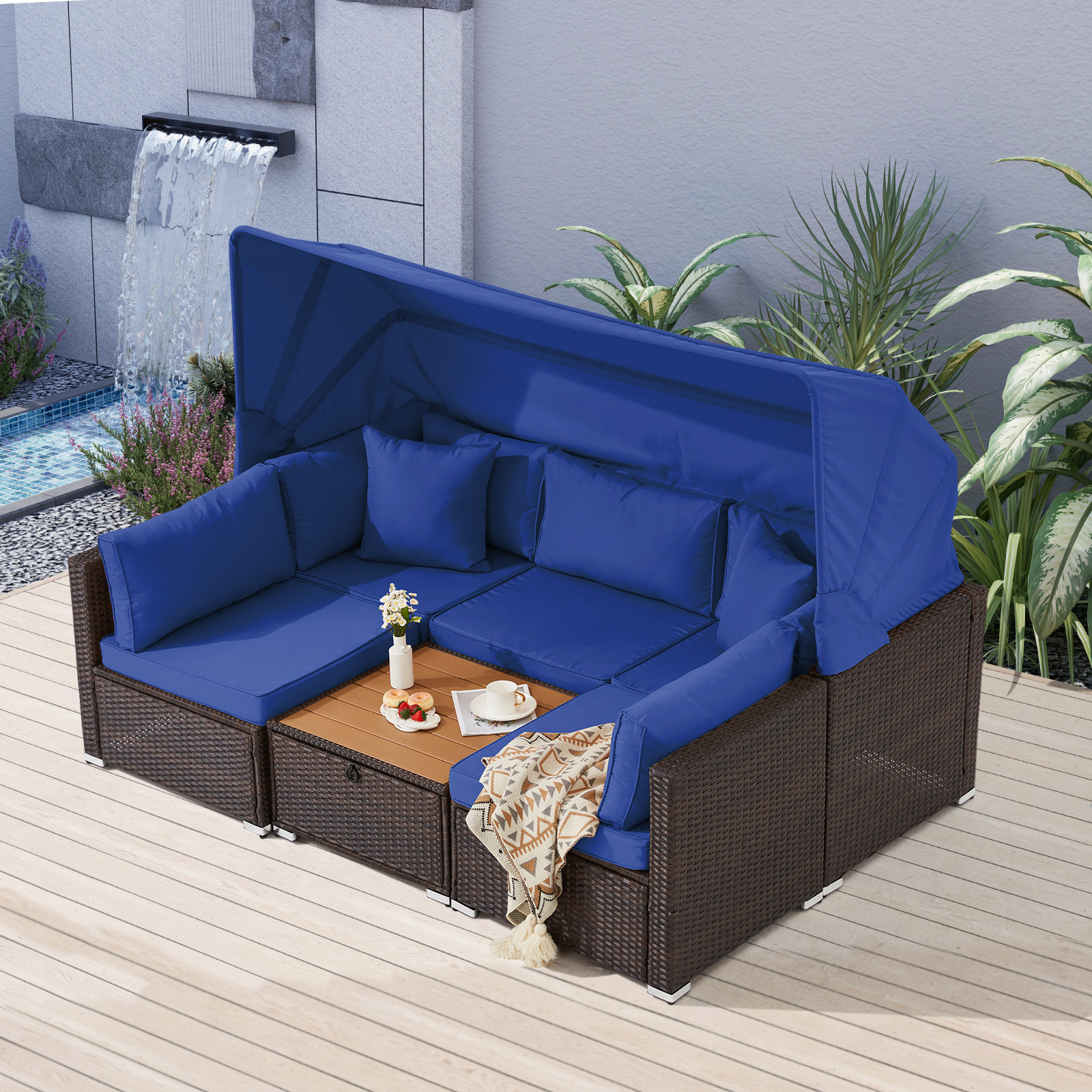 Ebern Designs Yalissey 6 Pieces Patio Furniture Set,Outdoor Sectional ...