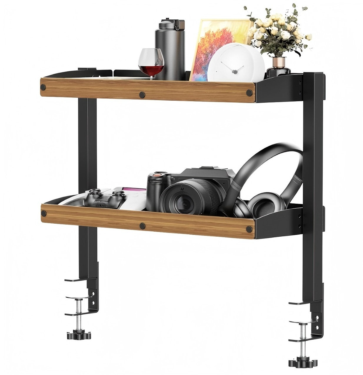 17 Stories 2-Tier Desktop Or Under Desk Shelving Unit With Adjustable ...