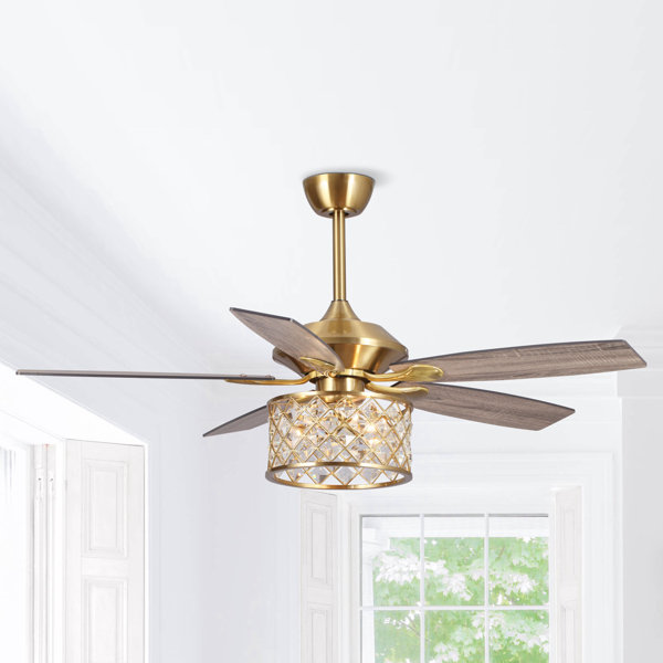 Willa Arlo™ Interiors 52" Zoraida 5 - Blade Crystal Ceiling Fan with ...