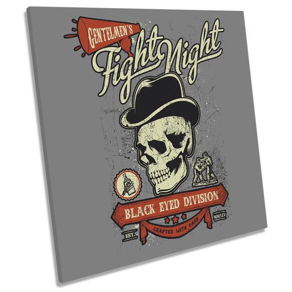Happy Larry Gentlemans Fight Night Skull Picture CANVAS WALL ART Square ...