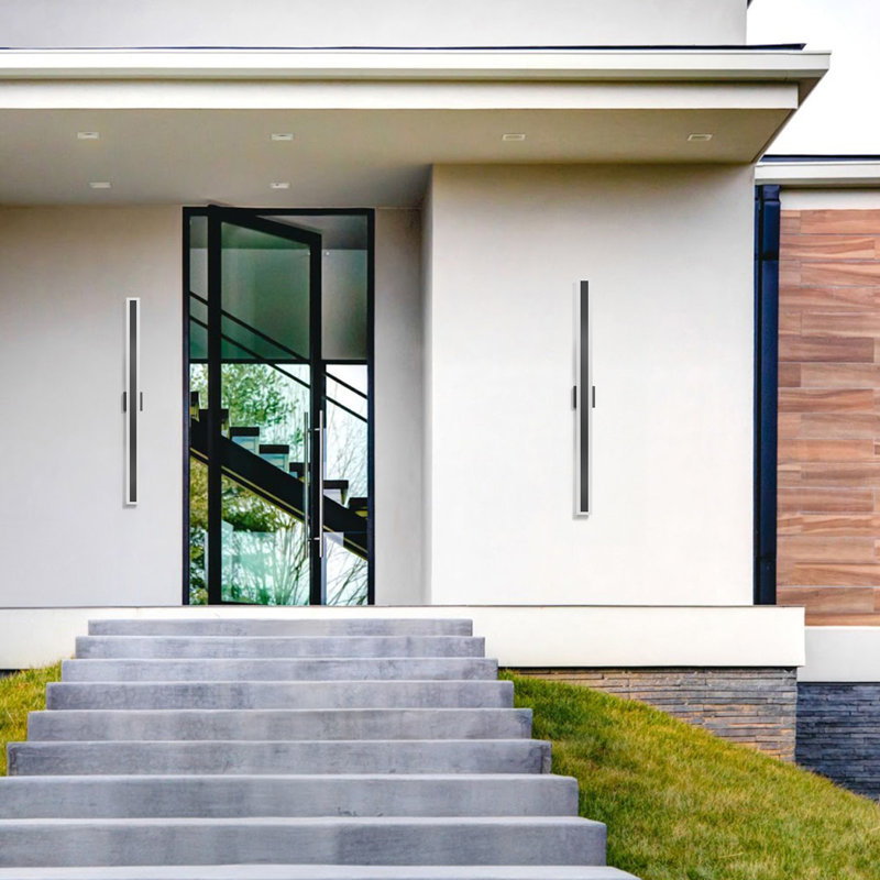 Wrought Studio™ Eljan New Upgrade Iron Outdoor LED Wall Light with Back ...