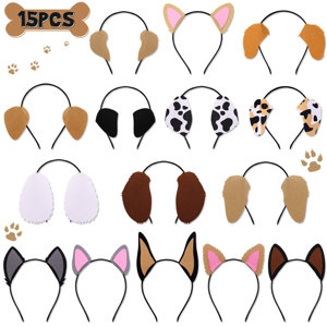 VOMGEB1 15 Pcs Puppy Dog Ear Headbands for Pet Birthday & New Year ...