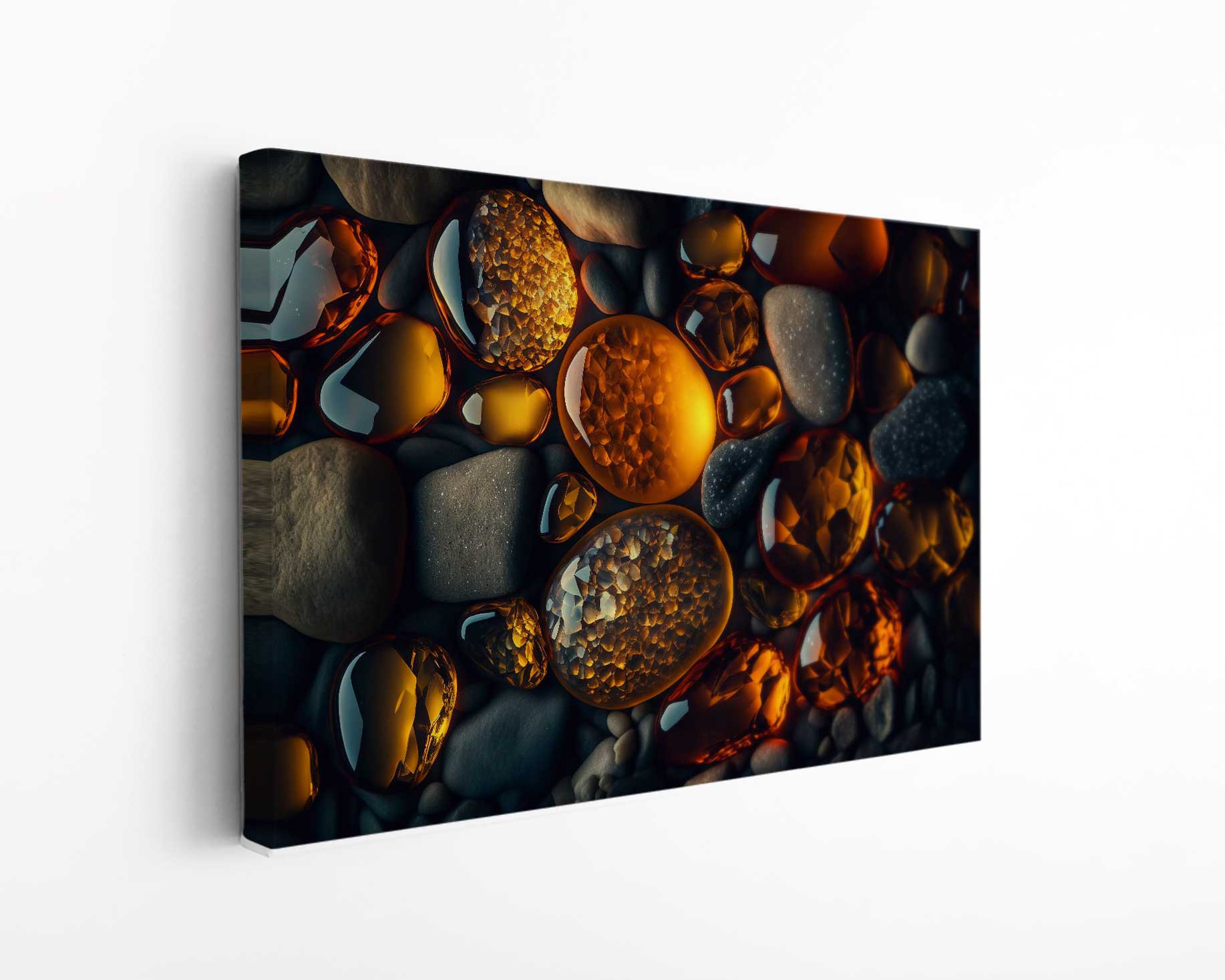 Ebern Designs Amber Pebbles Abstract On Canvas Print | Wayfair
