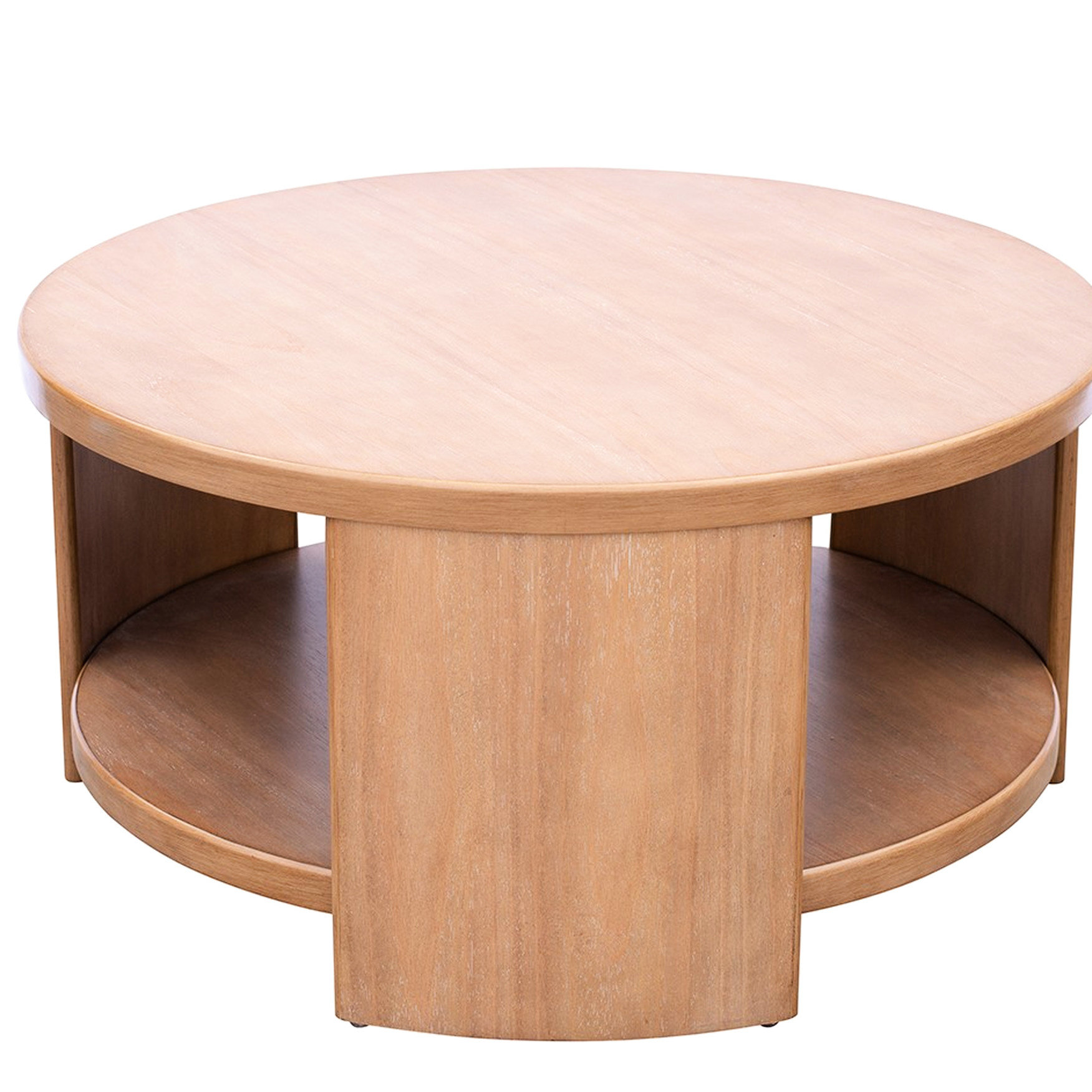 Brayden Studio® Minimalist Round Coffee Table With Shelf Storage, Clean ...