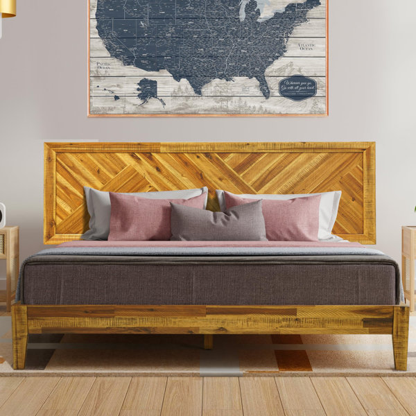 Loon Peak® Gonsoulin Solid Wood Bed Frame with Adjustable Headboard ...