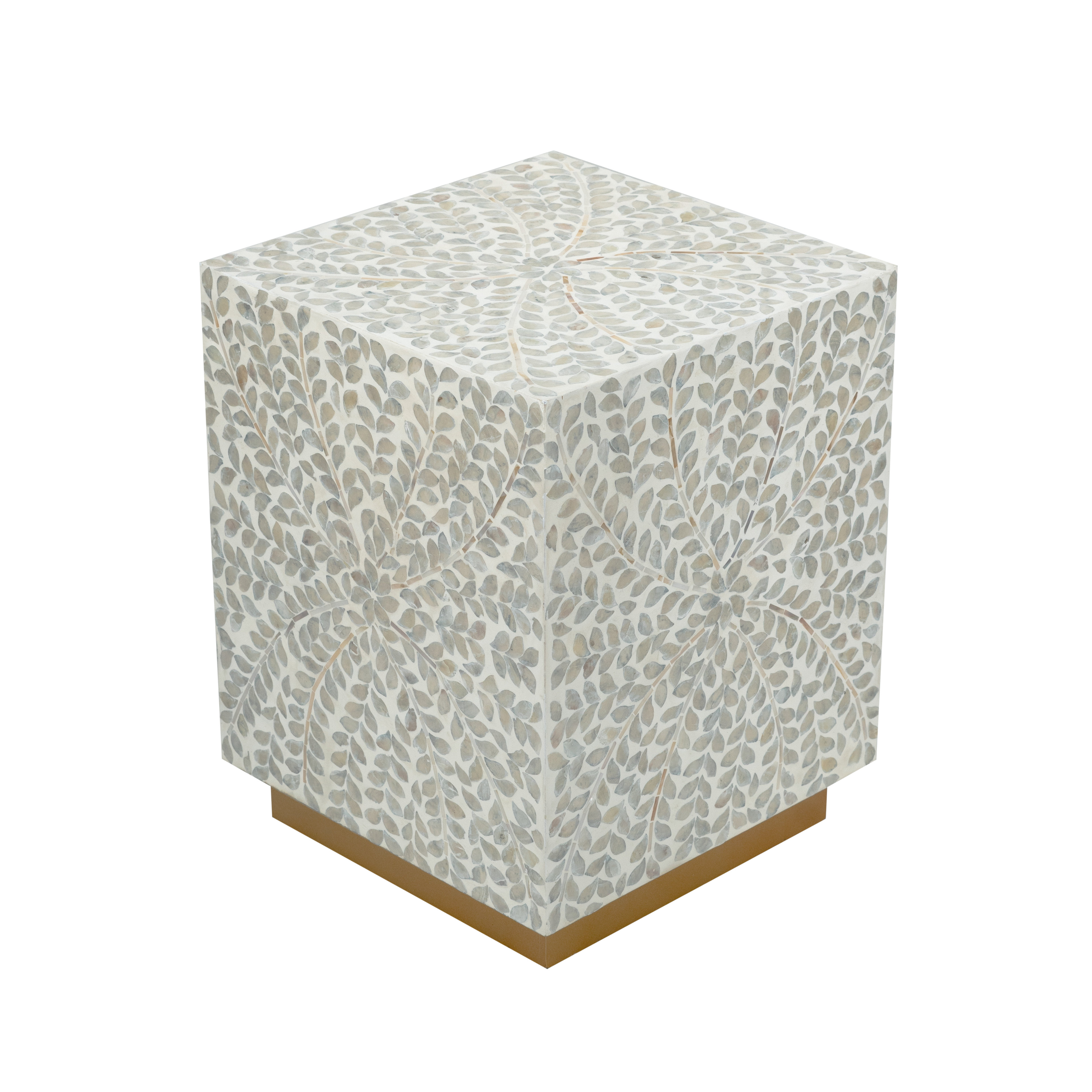 Dakota Fields 14X14x18" Square Accent Stool With White Capiz Shell ...